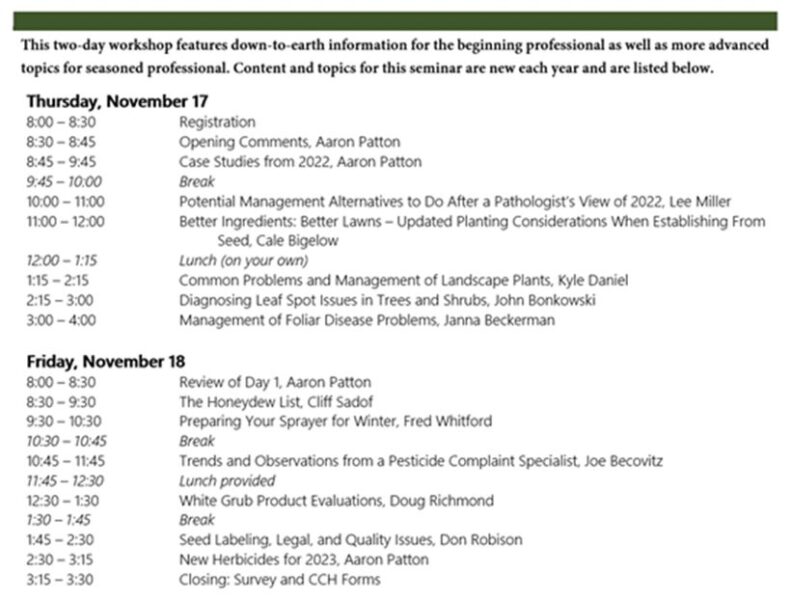 Join us for the Purdue Turf and Landscape Seminar